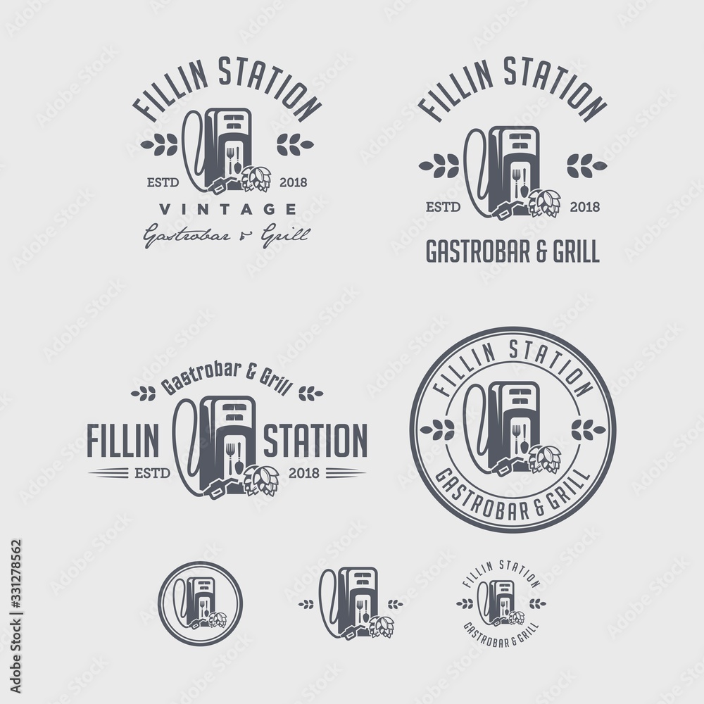 Vector logo of drinks and food bar using fuel fillers Stock Vector ...