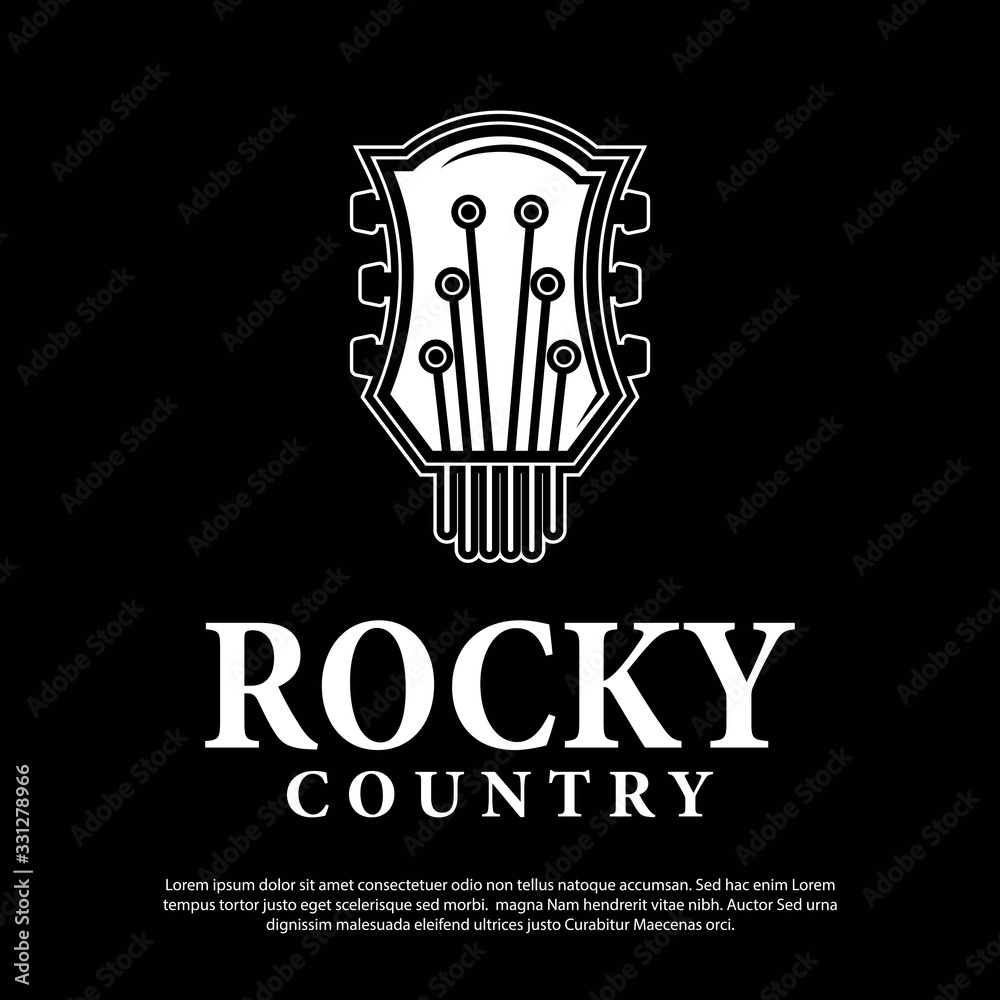 Country Guitar Music Western Vintage Retro logo vector Stock Vector ...