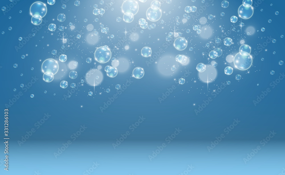 Vector illustration of bubbles from a cleaning or washing powder. Stock ...