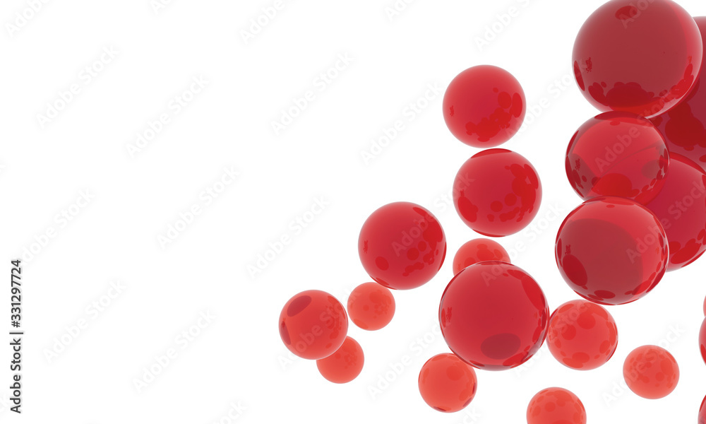 Red candies fly on white space. Chewing gum, sweets or jelly ...