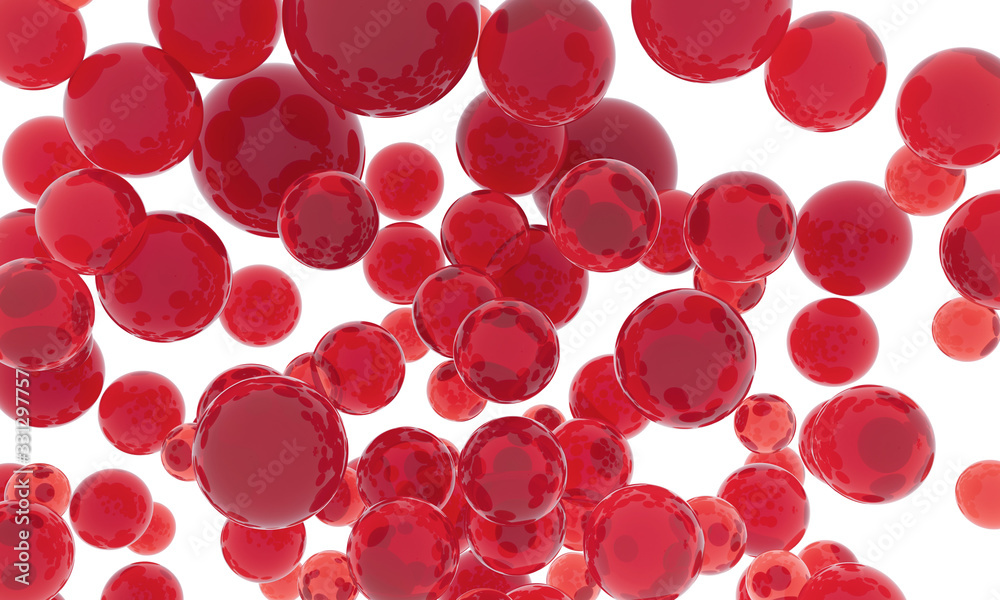 Red candies fly on white space. Chewing gum, sweets or jelly ...