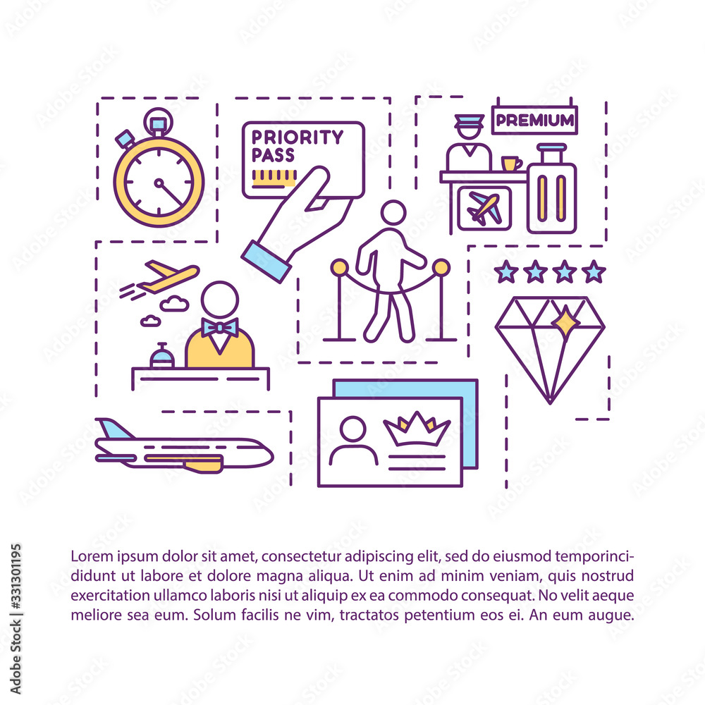 Airport VIP services concept icon with text. PPT page vector template ...