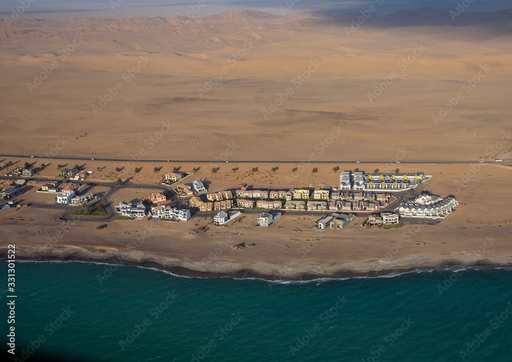 Aerial picture of Afrodite Beach at the Atlantic Ocean on the Skeleton ...