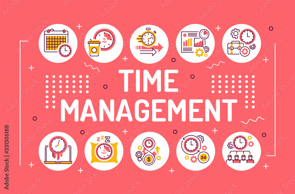 Time management word lettering typography. Planning and control of ...