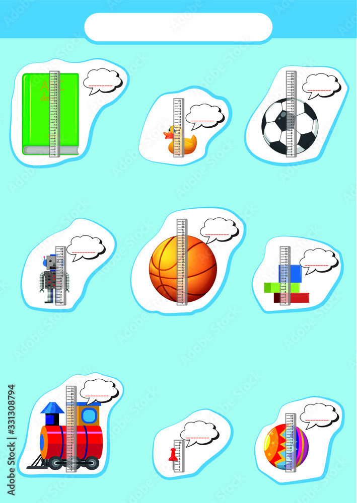 Measuring Length of the Objects with Ruler, worksheet for children ...
