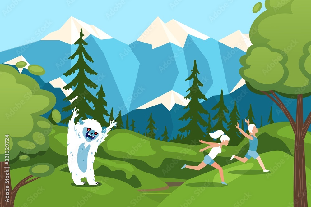 People Running From Monster
