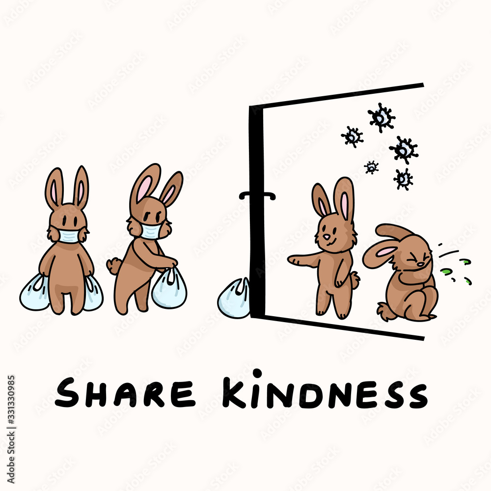 Corona virus kids cartoon help each other infographic. Viral flu face ...