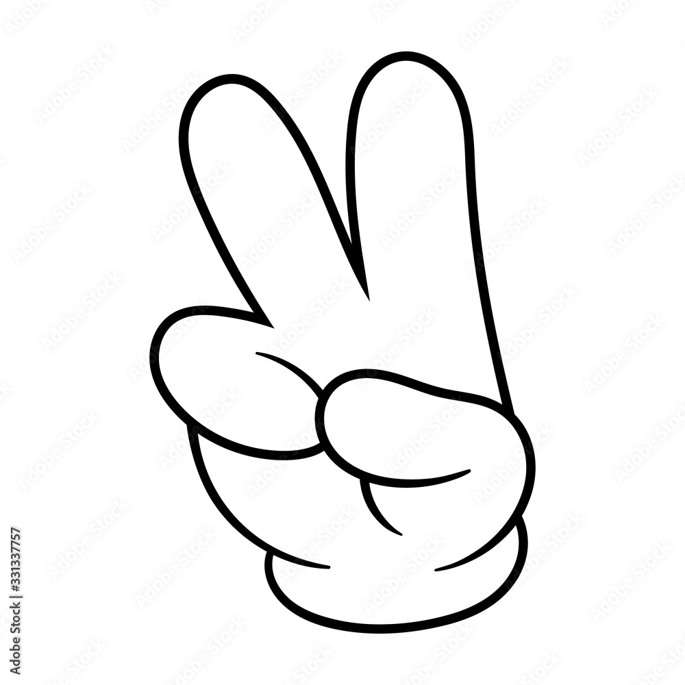 Cartoon Peace Hand Sign Illustration Stock Vector | Adobe Stock