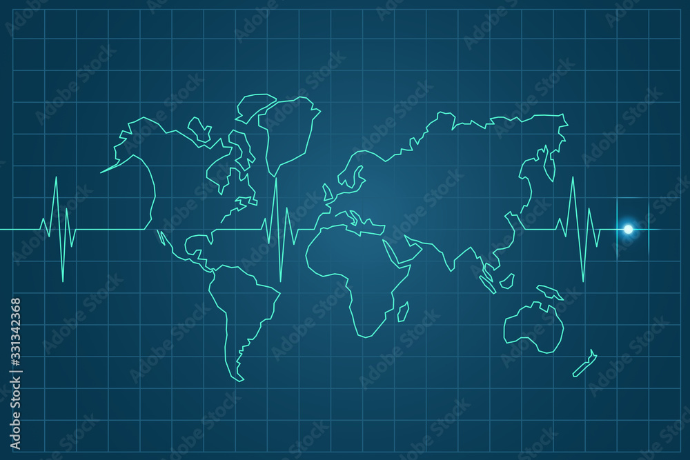 World map pulse line. World health. Stock Illustration | Adobe Stock