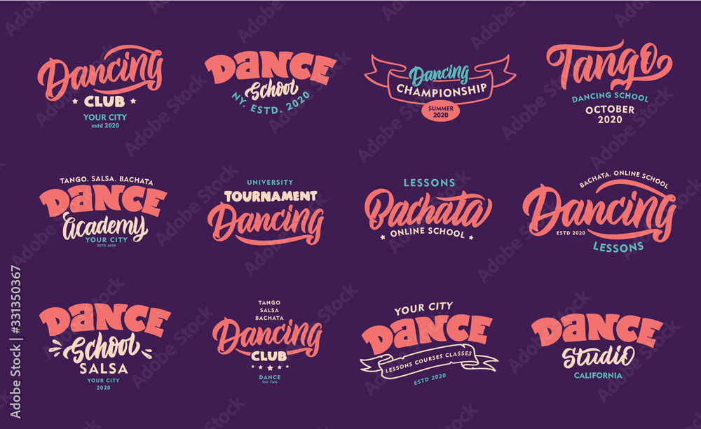 Set of vintage Dancing emblems, phrases Dance sport badges, stickers on ...