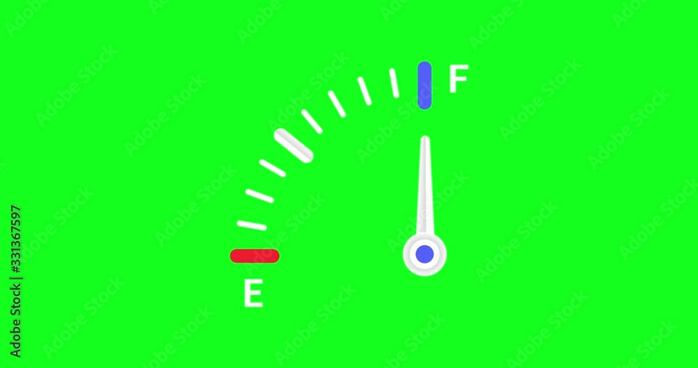 Fuel gas gauge empty full up and down arrow green screen animation 4k ...
