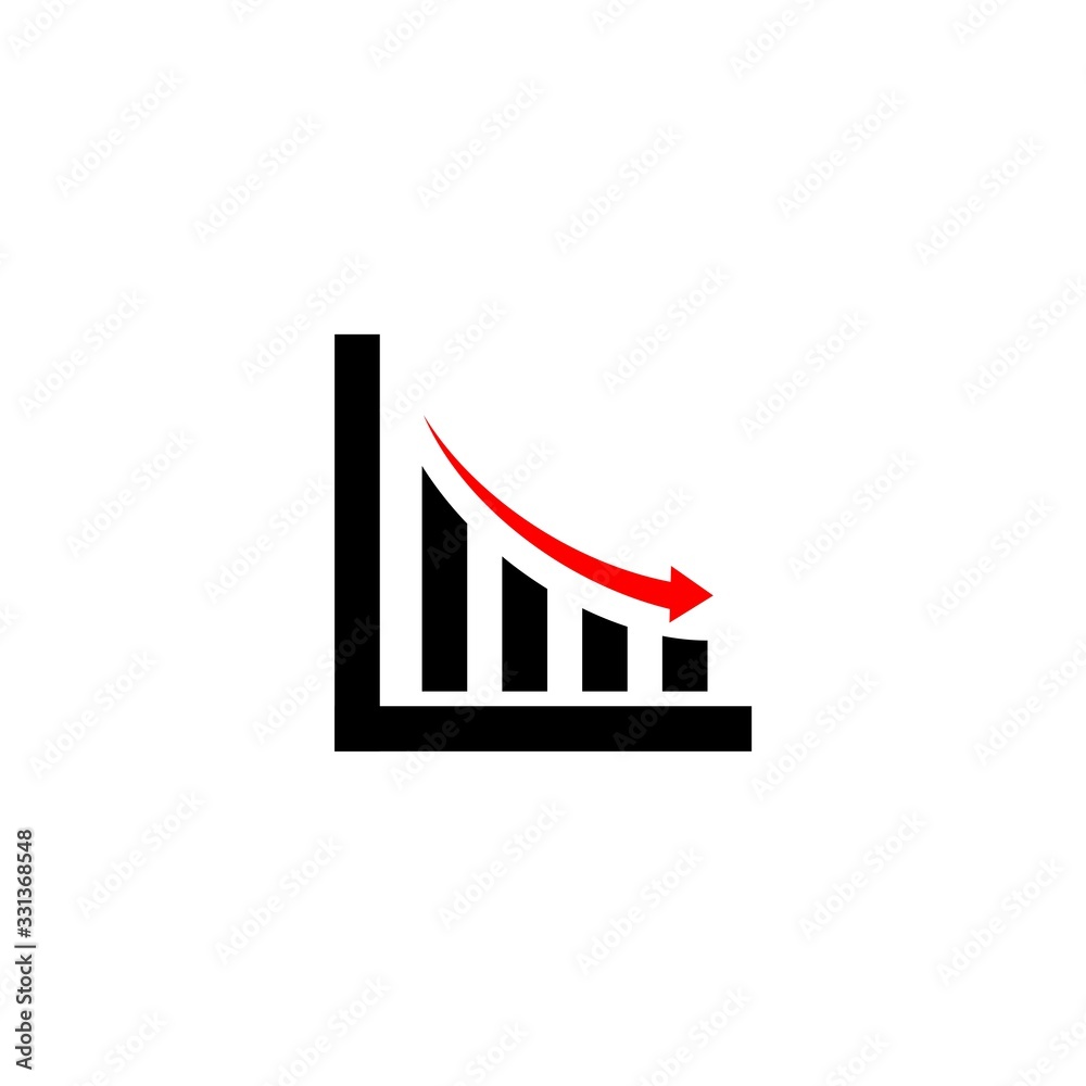 Declining graph icon. Business decline chart filled flat sign for ...