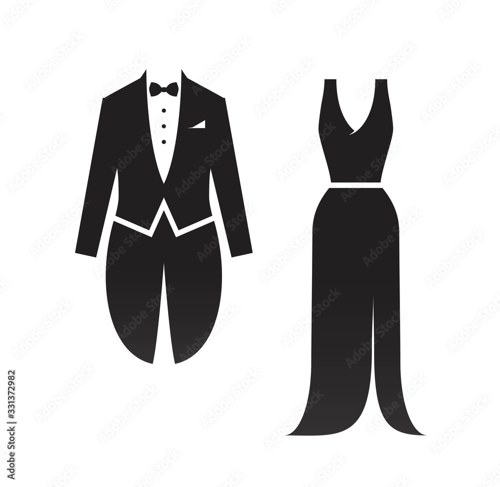 Vector Illustration of Male and Female Suit and Formal Dress Icons ...