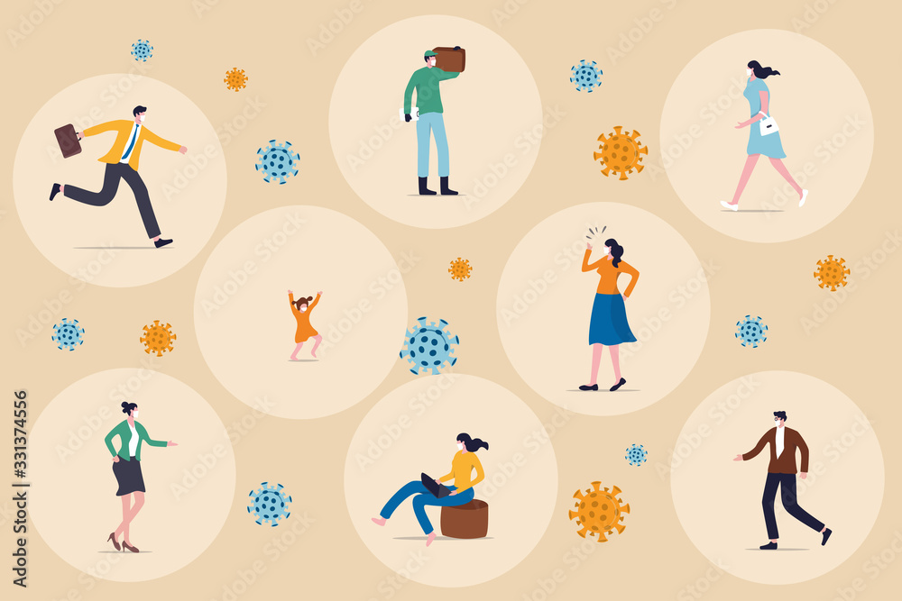 Social distancing concept, people keep distance in public society to ...