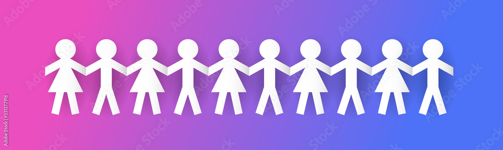 Human paper cut figures in a row. Vector Stock Vector | Adobe Stock