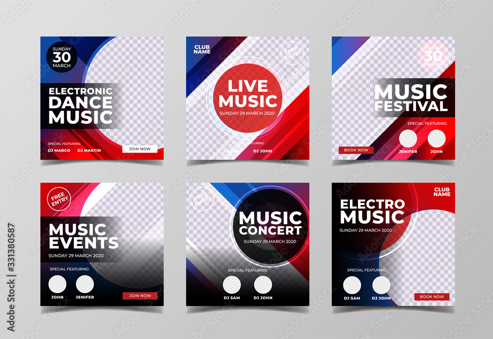 Electronic music concert banner template for social media post, flyer ...