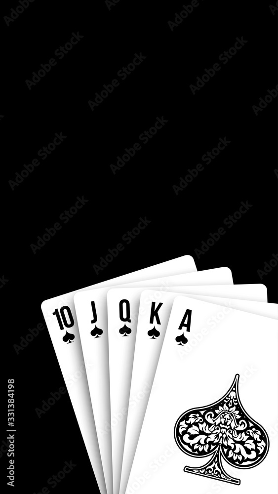 banner 3d realistic playing cards isolated on black background with ...