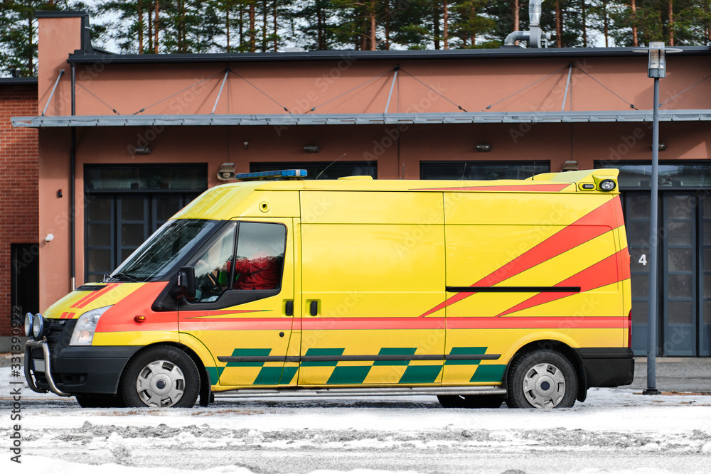 Ambulance car moving from the Rescue Department Stock Photo | Adobe Stock