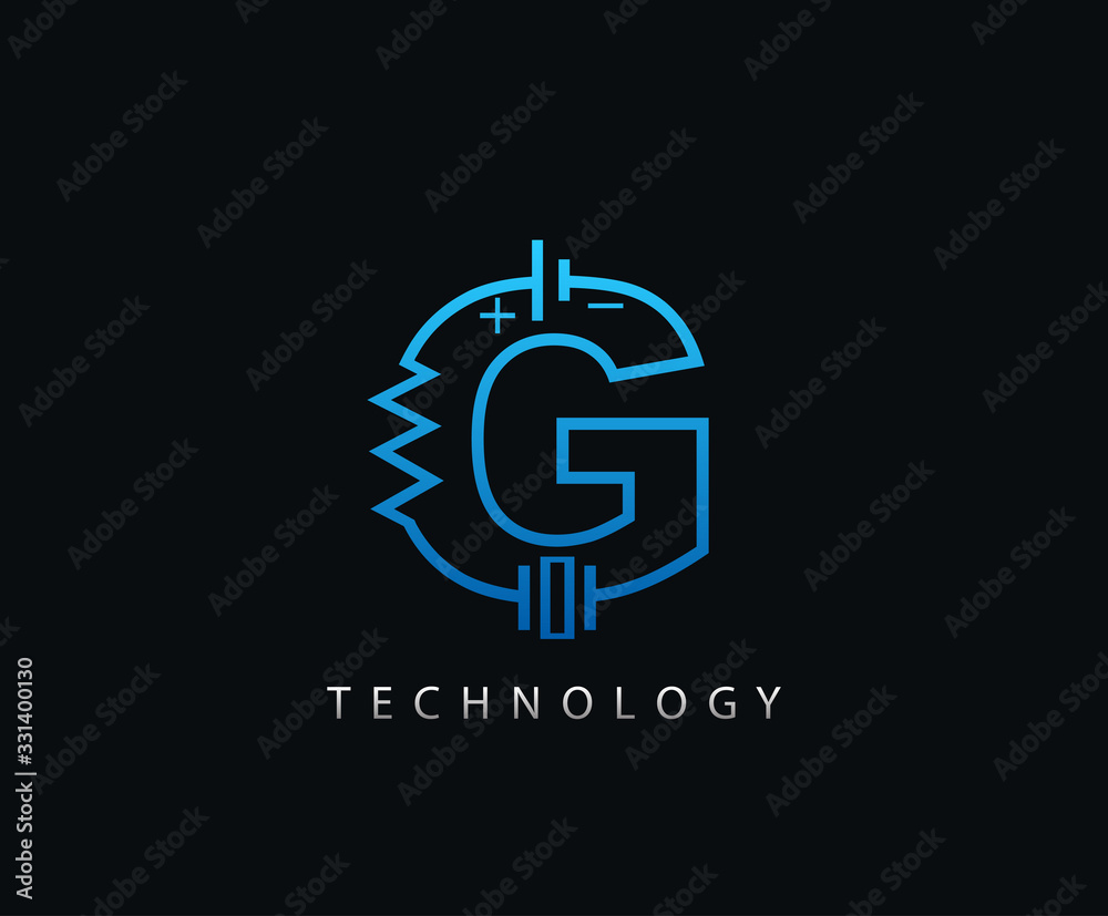 Electric G Letter Icon Design With Electrical Engineering Component ...