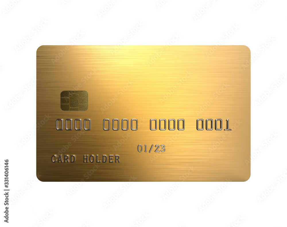 Empty Textured Golden Credit Card Isolated on White Background ...