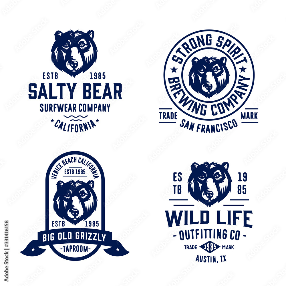 Set of bear badges for various businesses Stock Vector | Adobe Stock
