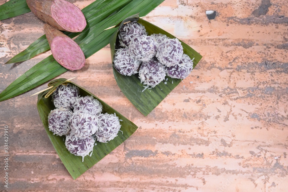 Klepon Ubi Ungu, Indonesian traditional dessert or Jajanan Pasar ...