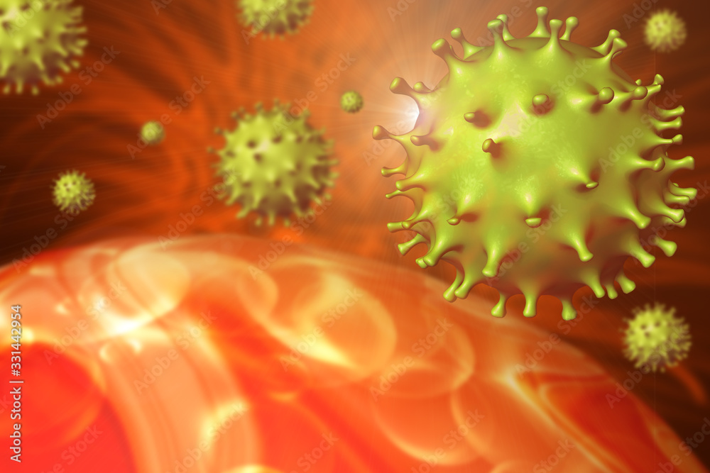 Virus attaching the cells during Coronavirus outbreak. Pandemic ...