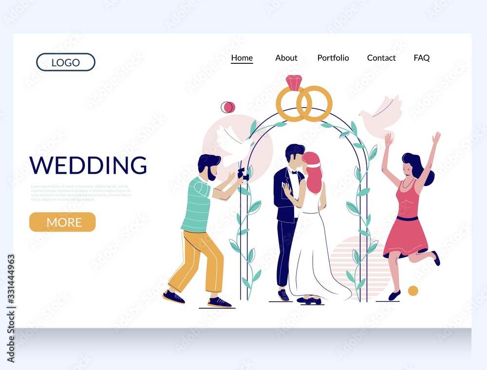 Wedding vector website landing page design template Stock Vector ...