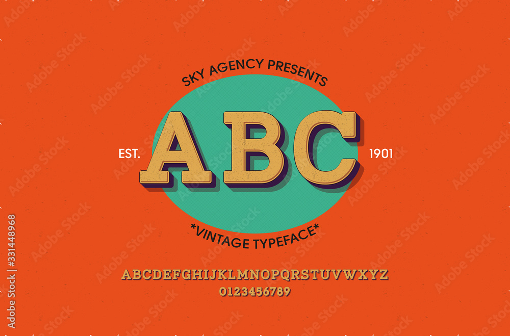 Vintage style font and alphabet for different designs. ABC typeface ...