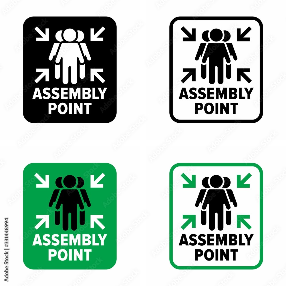 "Assembly point" geographically defined meeting place, information sign ...