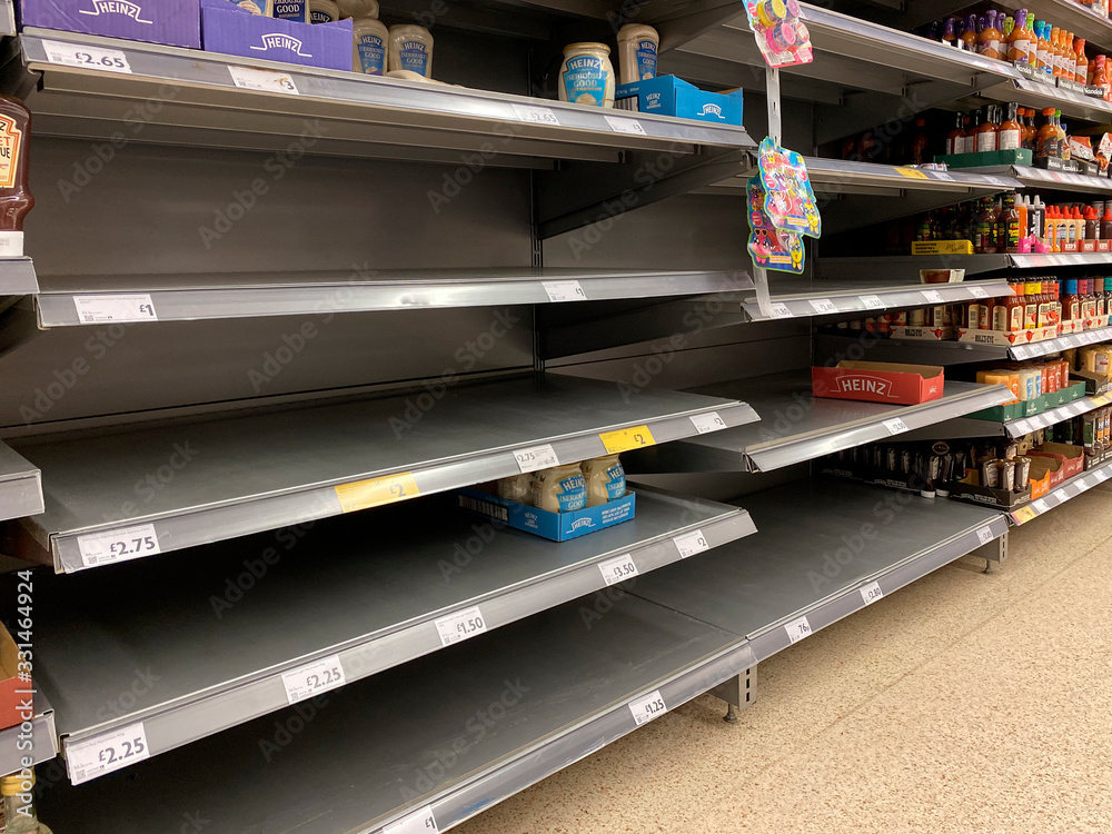 Empty supermarket shelves - panic buying - Coronavirus Stock Photo ...