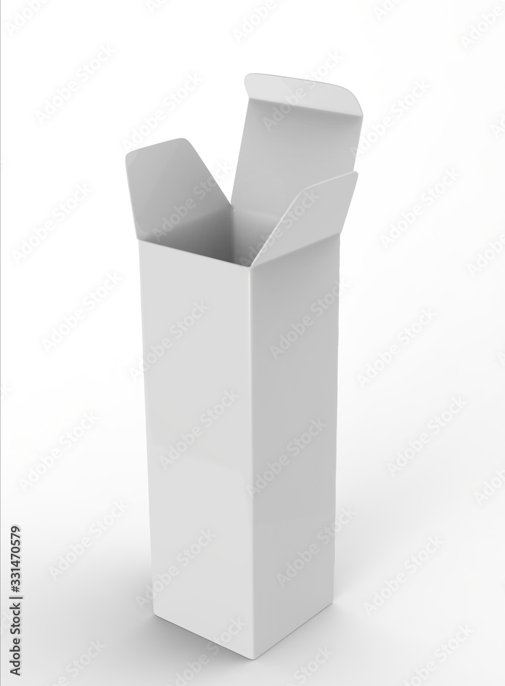 Blank white tall product packaging paper cardboard box. 3d render ...