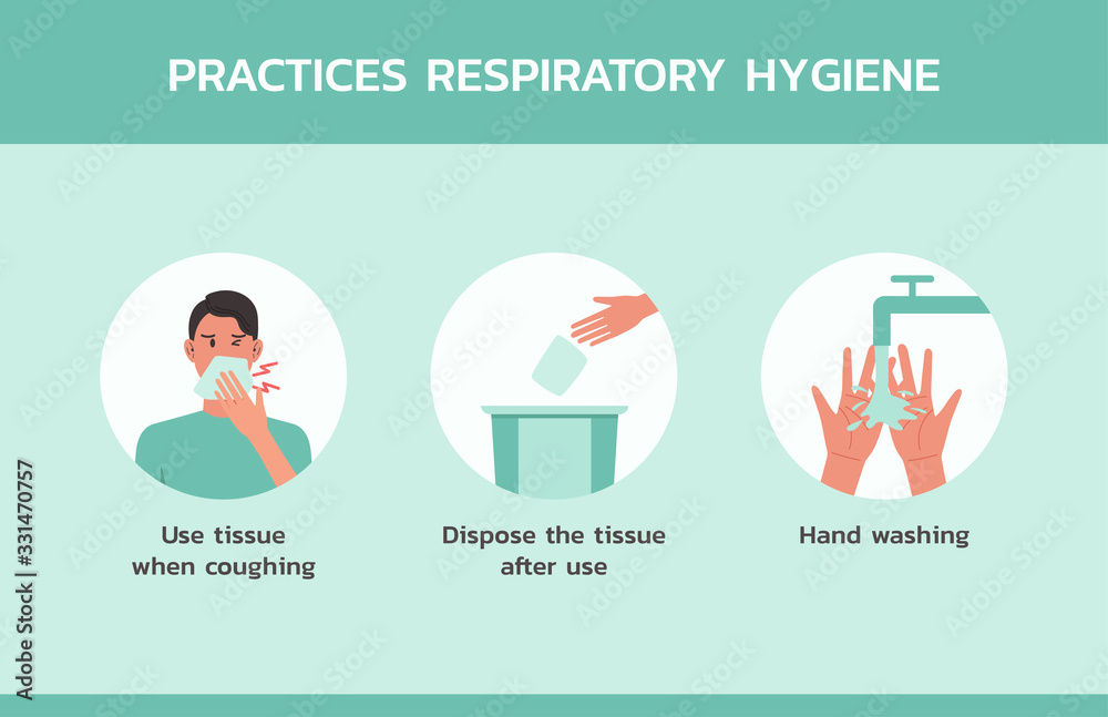 practices respiratory hygiene infographic concept, healthcare and ...