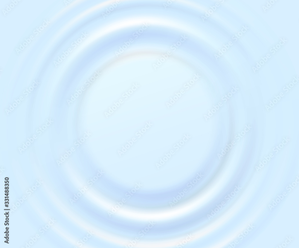 Ripple, circle splash water waves from drop top view on blue background ...