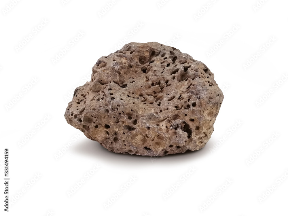 Basait stone isolated on white background. Basalt is a dark-colored ...