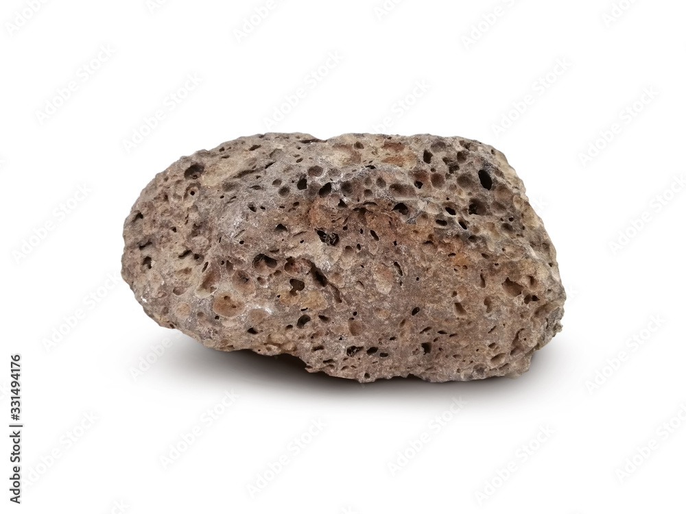 Basait stone isolated on white background. Basalt is a dark-colored ...
