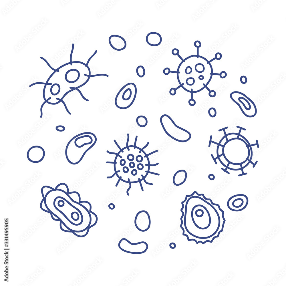 Hand draw doodle set of virus, bacteria, germ Stock Vector | Adobe Stock