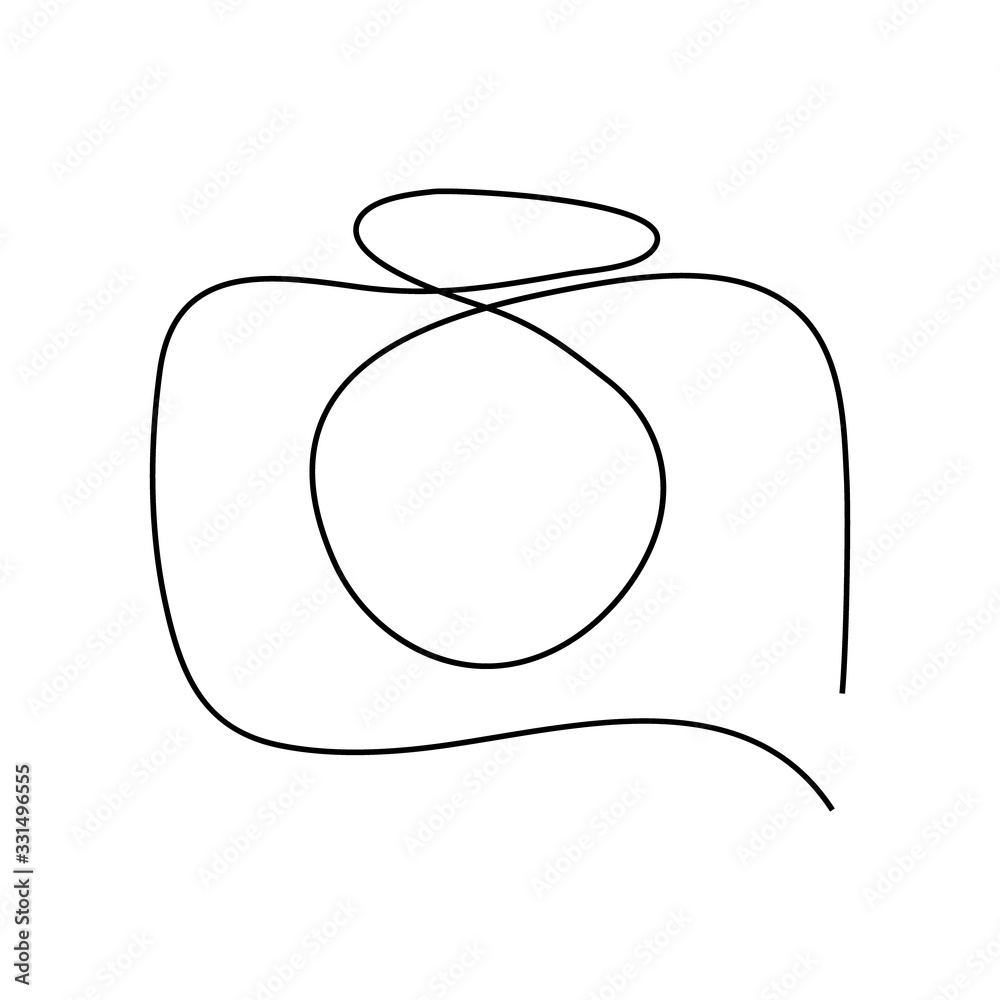 Continuous line art photography logo, photo studio vector illustration ...