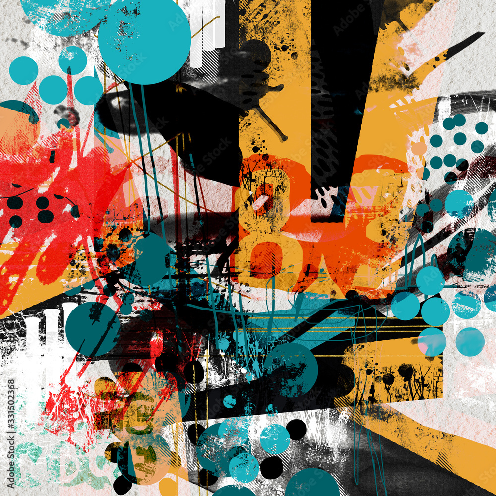 Modern collage with grunge element and colorful textured forms Stock ...