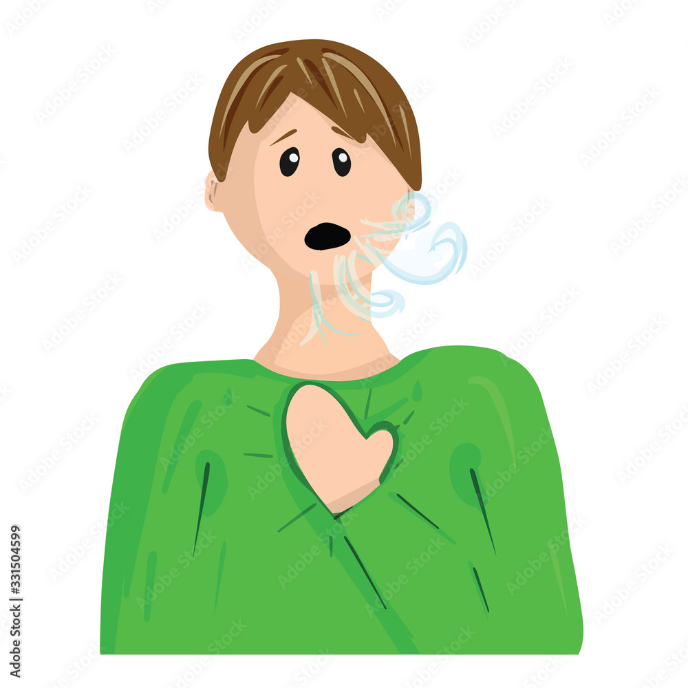 Patient with dyspnea, breathless. Vector illustration in cartoon flat ...