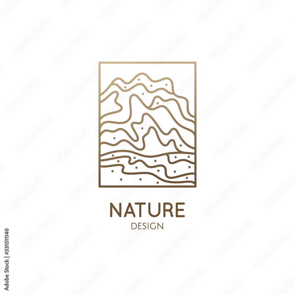 Abstract mountain logo. Natrural minimalistic landscape icon with ...