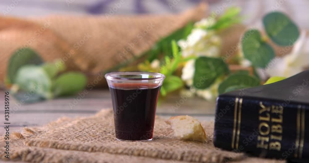 Taking communion concept - the wine and the bread symbols of Jesus ...