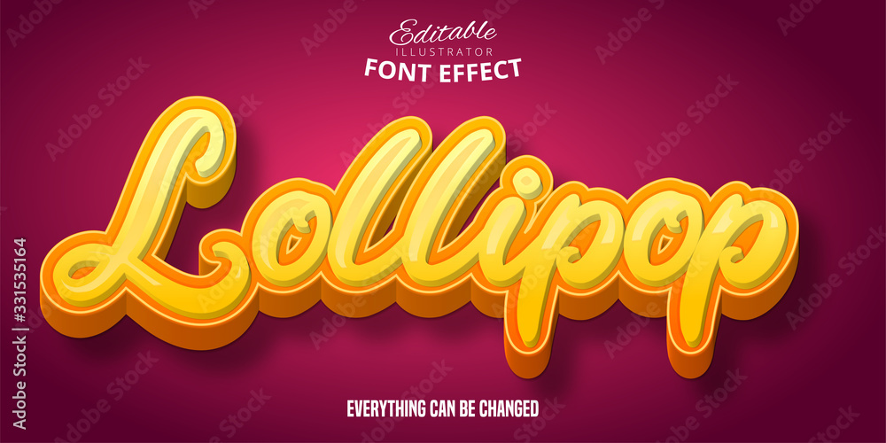 Lollipop text, 3d editable font effect Stock Vector | Adobe Stock