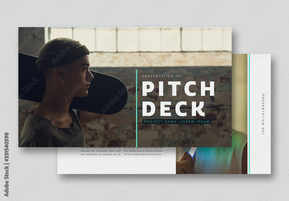 Pitch Deck Layout with Bright Green Accents Stock Template | Adobe Stock