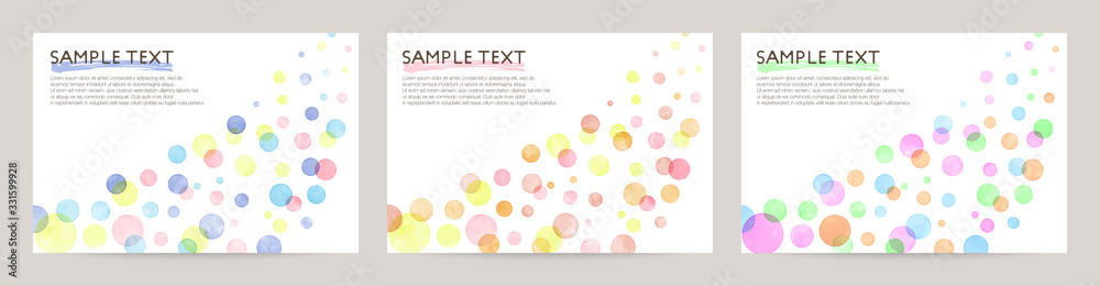Set of colorful vector watercolor backgrounds with white space for text ...