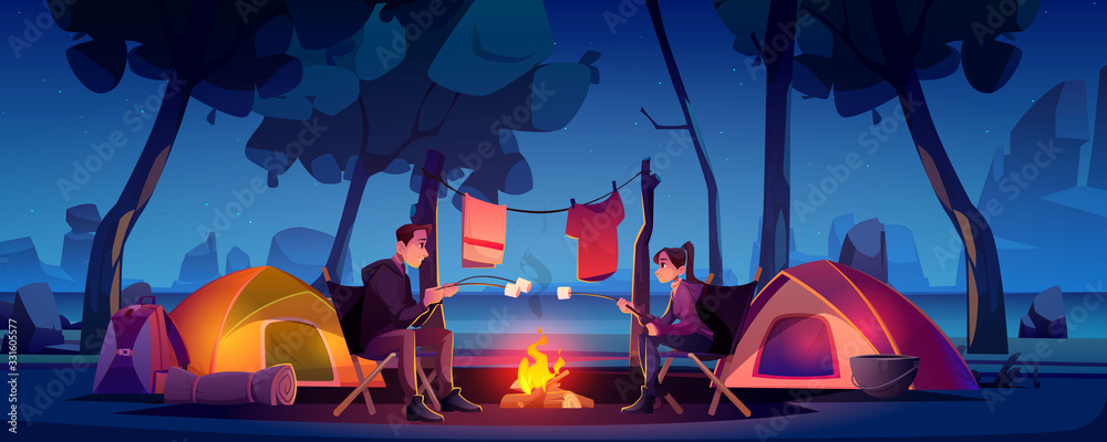 Cartoon Landscape Background Night
