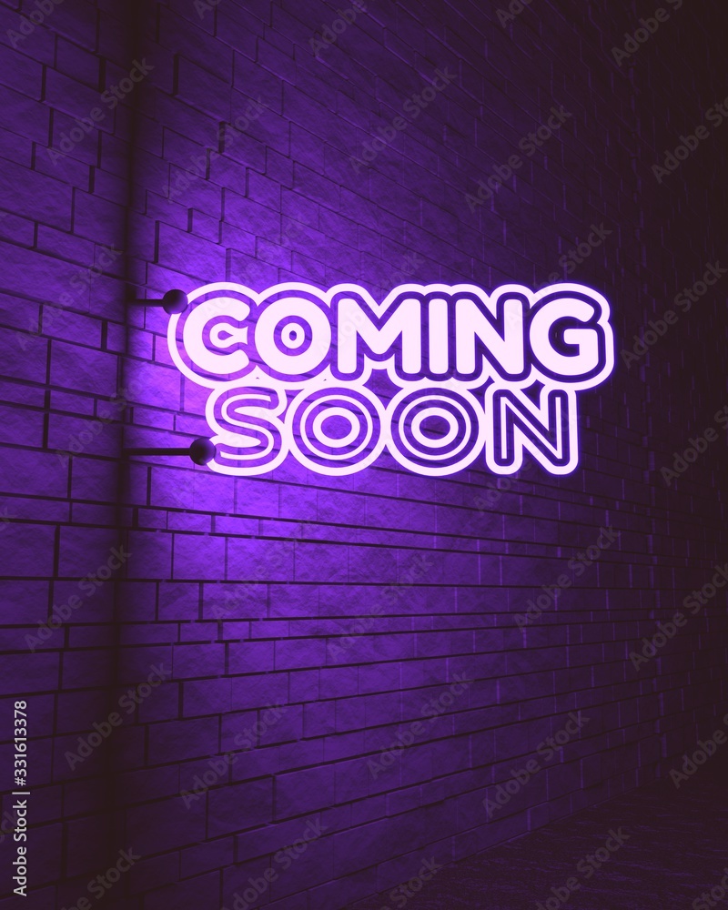 Vintage movie or retro cinema text. Coming soon sign. 3D rendering ...