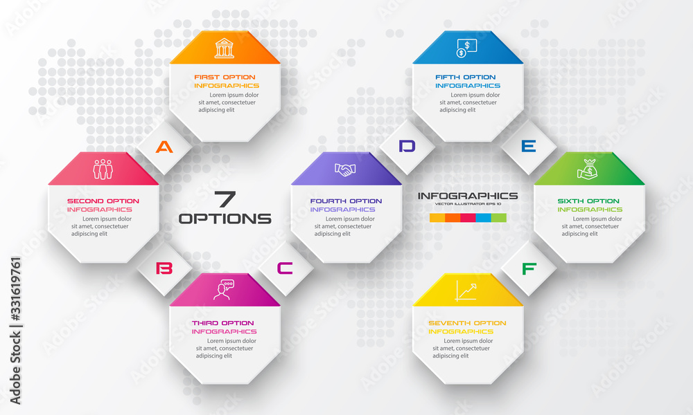 Octagon infographic fot business concept with 7 options,Abstract design ...