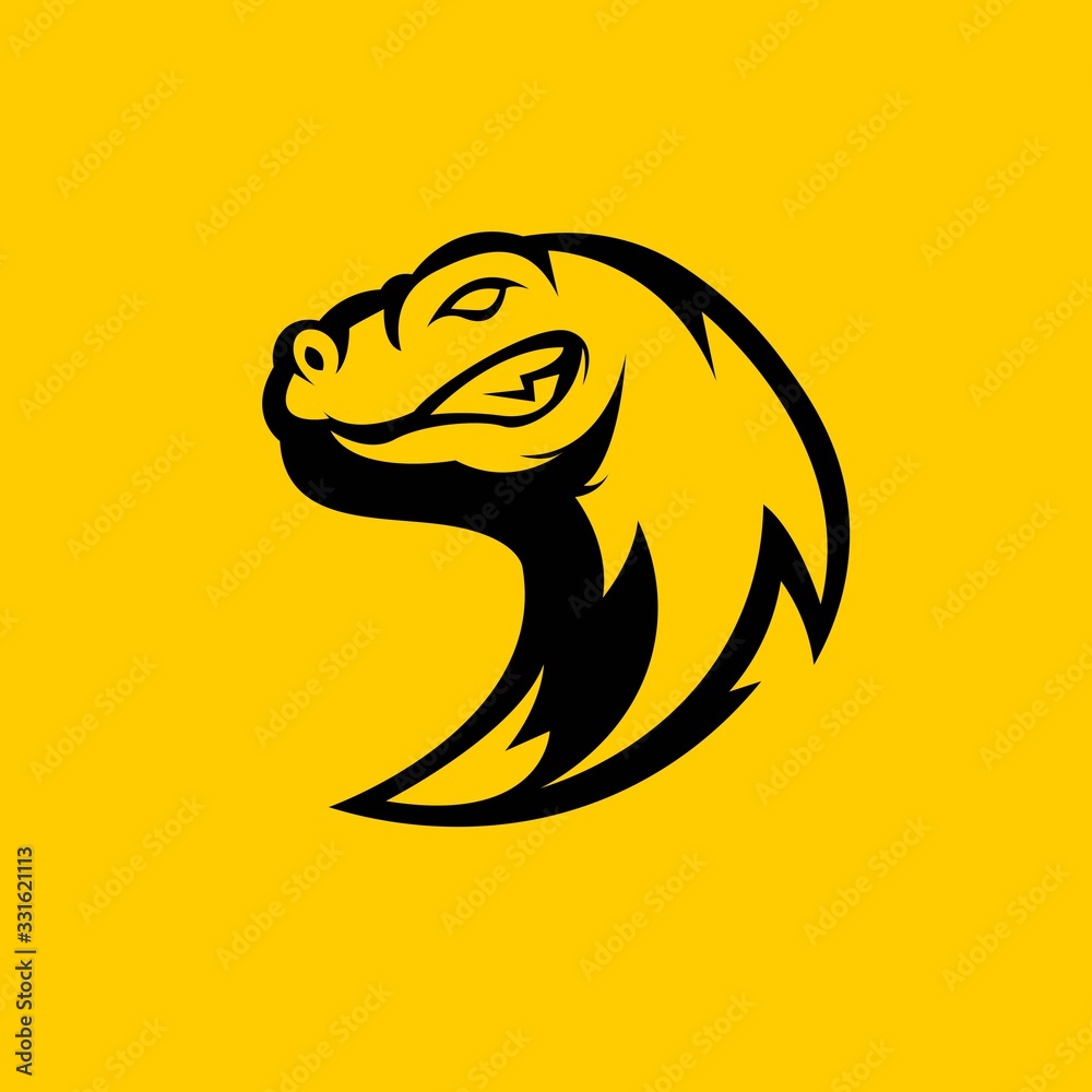 Komodo dragon mascot logo silhouette version. Comodo logo in sport ...