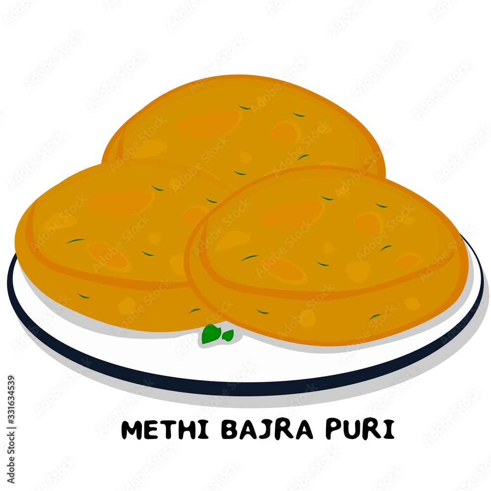 Methi bajra puri indian Rajasthani Food Vector Stock Vector | Adobe Stock